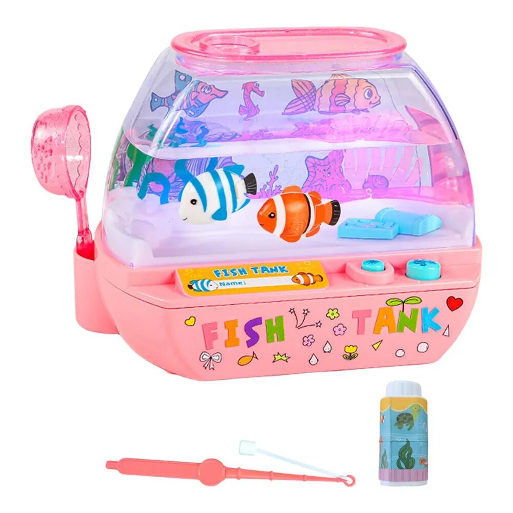 Интерактивный аквариум-игрушка с подсветкой для дома, с рыбками и аксессуарами, пластик