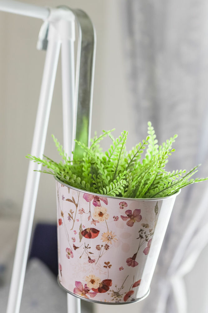 Подвесное кашпо-ведёрко для балкона VILLAGE FLOWERS, цинковое, 17х14 см, Kaemingk 802399