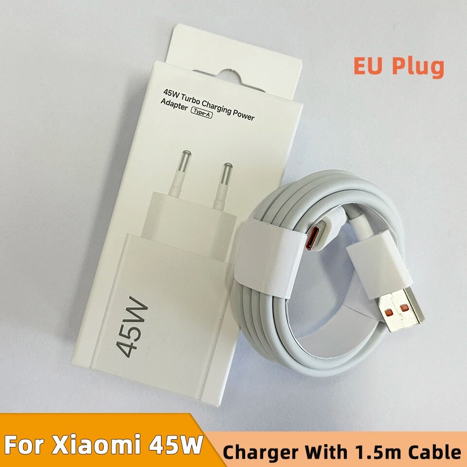 Оригинальное зарядное устройство Xiaomi Redmi 45W с быстрой зарядкой, адаптер EU 33W 18W 27W, кабель Type-C для Mi Poco M7 X7 K40 Note 11 11T 10T Pro 12 13 14