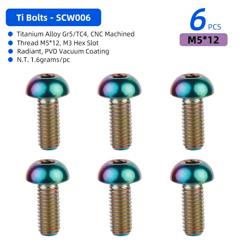 DEEMOUNT Титановые болты для крепления бутылок M5*12 мм Radiant 6PCS