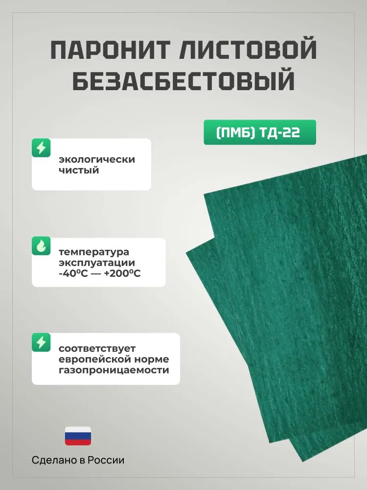 Паронит безасбестовый (ПМБ) ТД-22 1х250х250мм