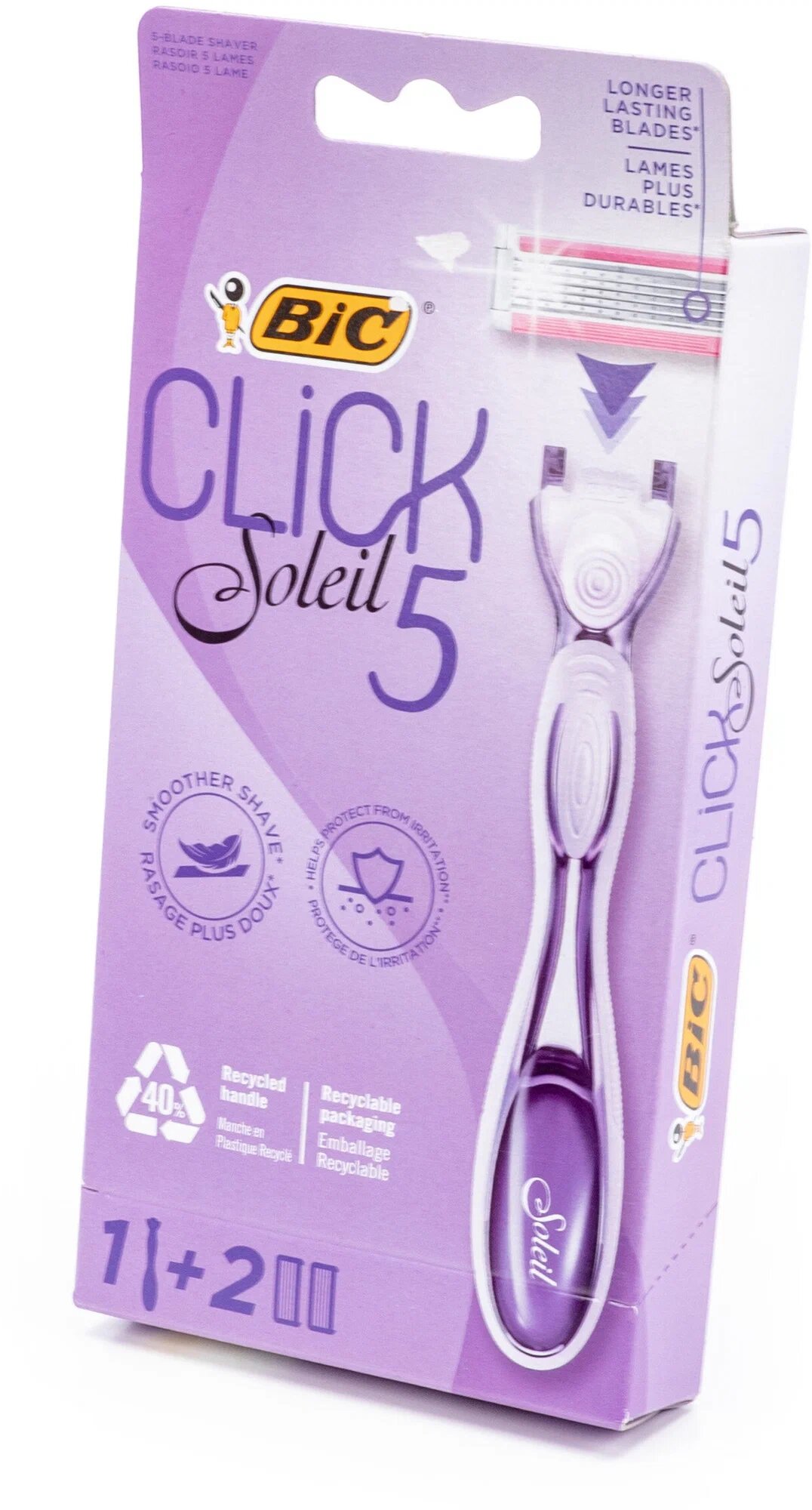 BIC / Бик Сlick Soleil Бритвенный станок женский 5 лезвий, 1шт. +2 сменные кассеты / уход за телом