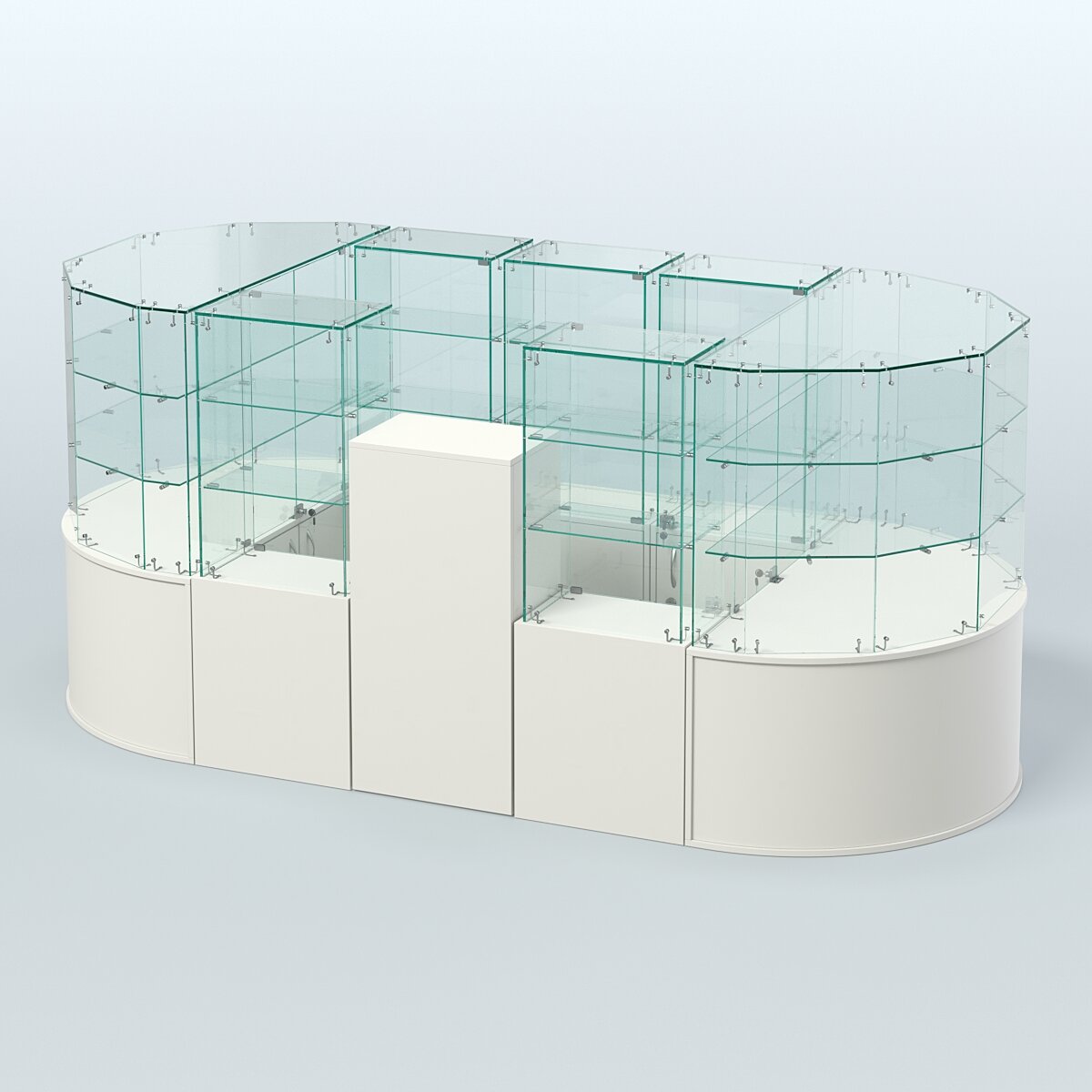 Круглый стеклянный островок-павильон серии кольцо овальный №2, Белый