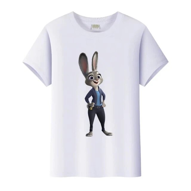 Забавная белая футболка Disney Zootopia Nick Wilde Friends с рисунком Ника Уайлда для девочек, в стиле Y2K, футболки для мальчиков, семейные топы, мужские рубашки, детская одежда, женские футболки.