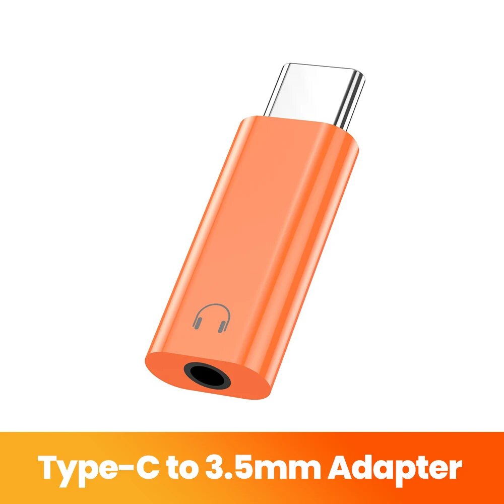 Оранжевый адаптер Type-C to 3.5mm