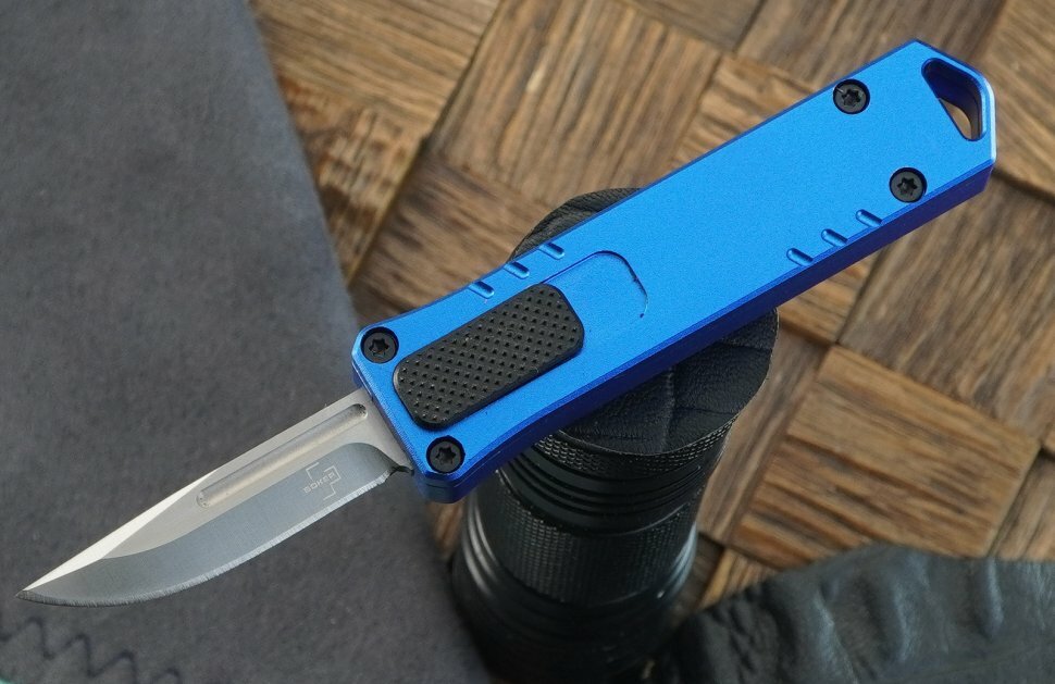 Автоматический складной нож Boker Plus Micro USB OTF Blue, сталь D2