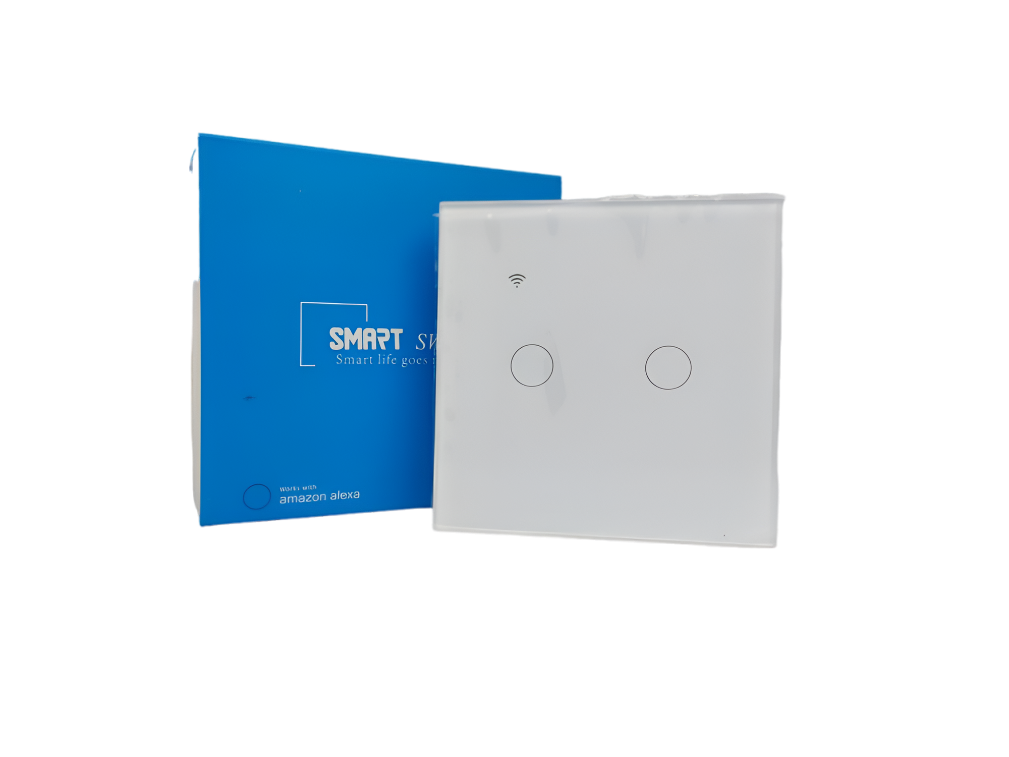 Smart Wi-Fi touch wall switch Умный сенсорный WiFi выключатель настенный (двухнопочный, белый)