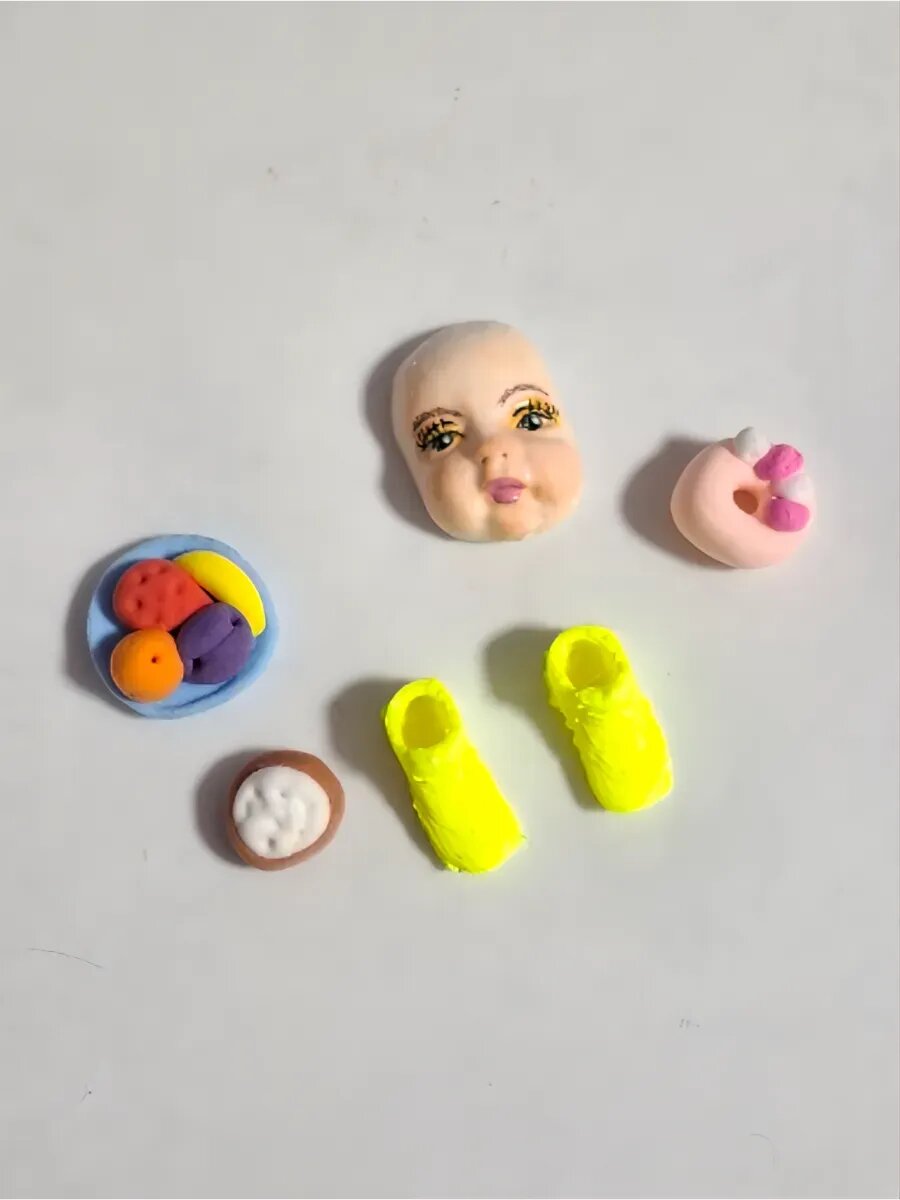 Набор миниатюр с личиком - 5 шт, для ватной игрушки