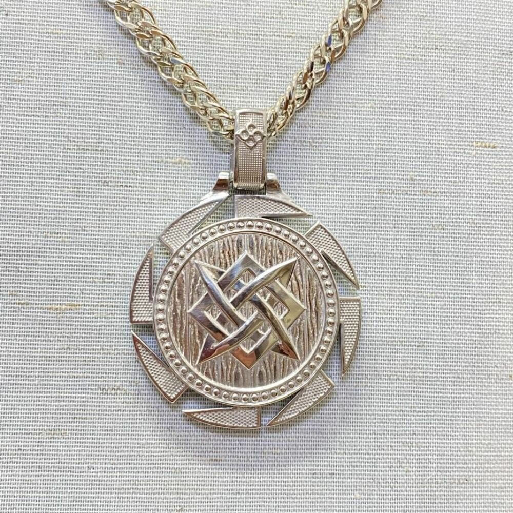 Славянский оберег Серебряный коловрат Звезда Руси Дерево жизни