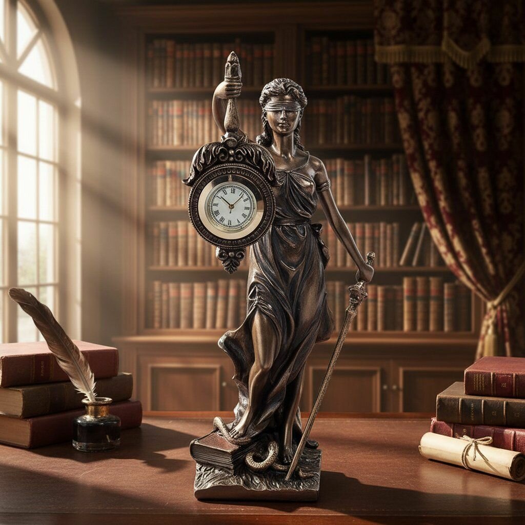 Статуэтка-часы Фемида - богиня правосудия