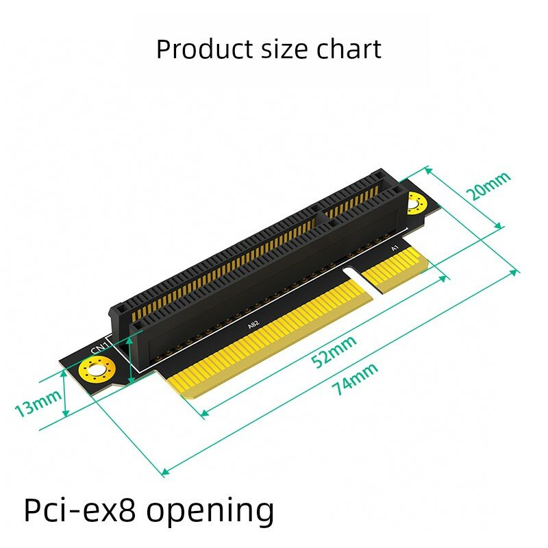 PCIe x8 1U адаптер, 90-градусный угол для установки видеокарты в серверный корпус