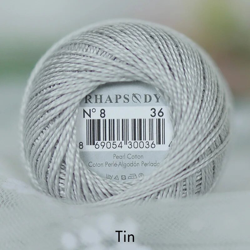 Хлопковые нитки Rhapsody размер 8 египетский жемчуг 2 шт Серый, 36 Tin