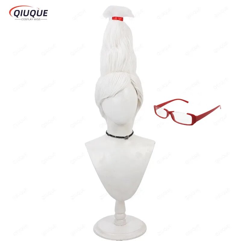 Косплей парик Seiko Ayase QIUQUE серебристо-белый Белый, Wig Glasses