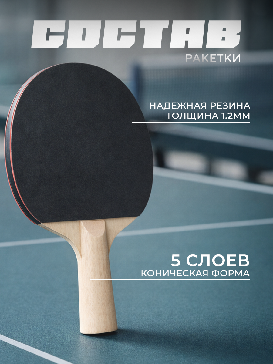 Набор для настольного тенниса 1* ONLYTOP 100 (2 ракетки, 3 мяча)