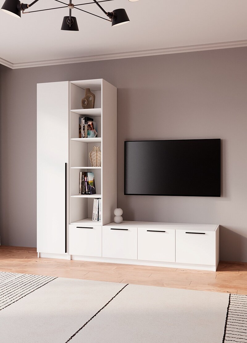 Стенка МебельЛэнд24 Лорена Пакс - 11 Белый 200x50x210