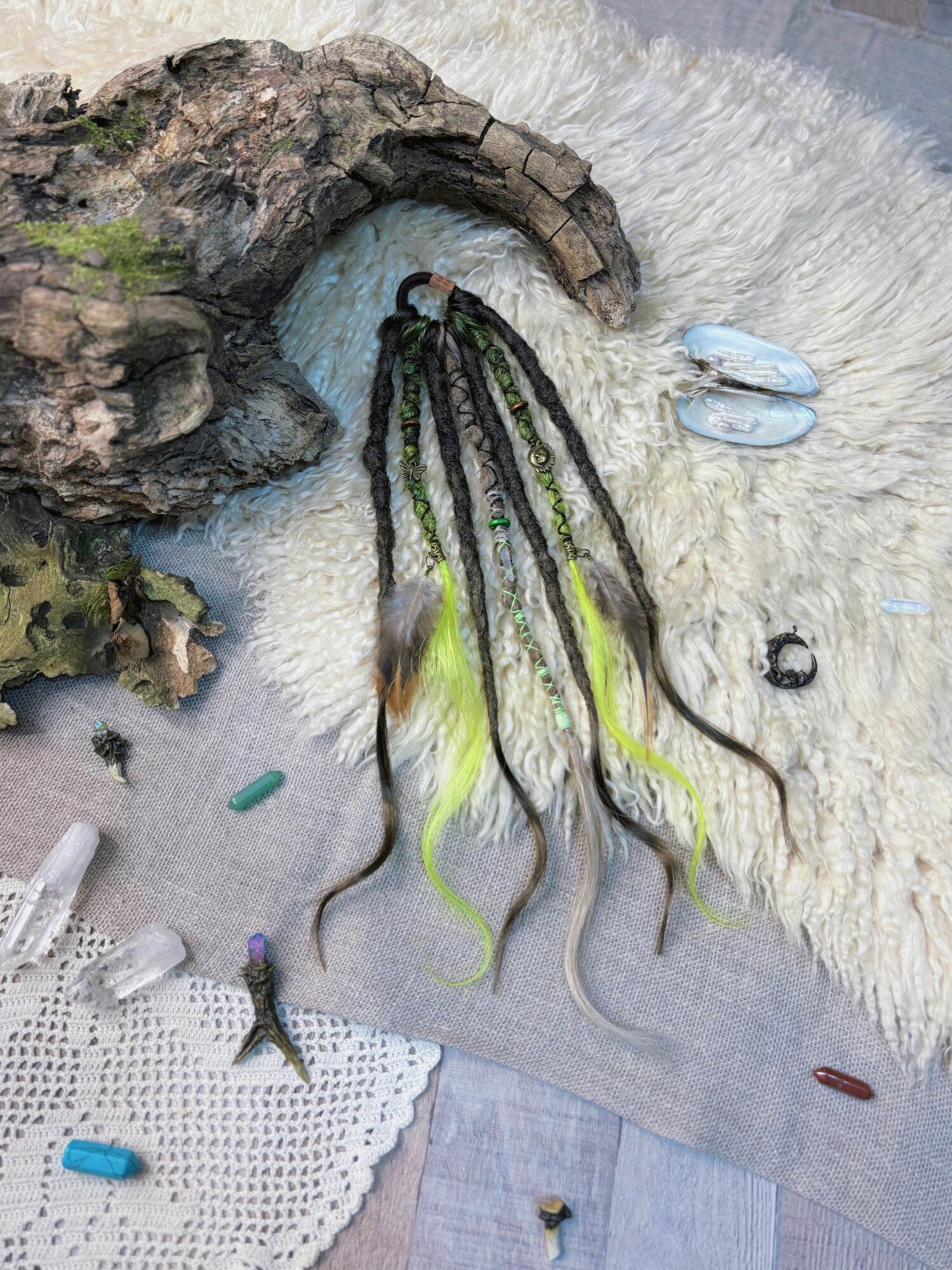 Дредорезинка из биопротеиновых волос и канекалона, ручная работа