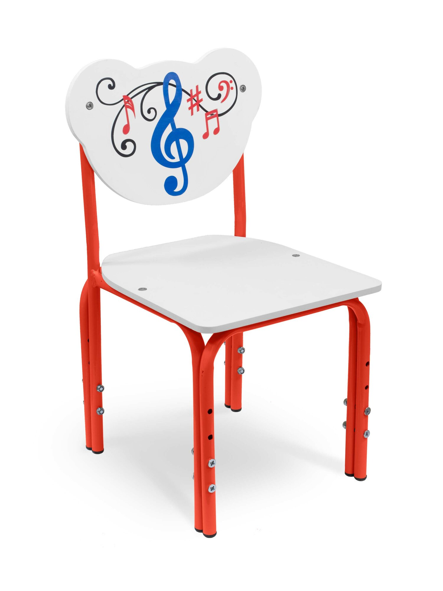 Стульчик детский растущий Нотка белые на красном