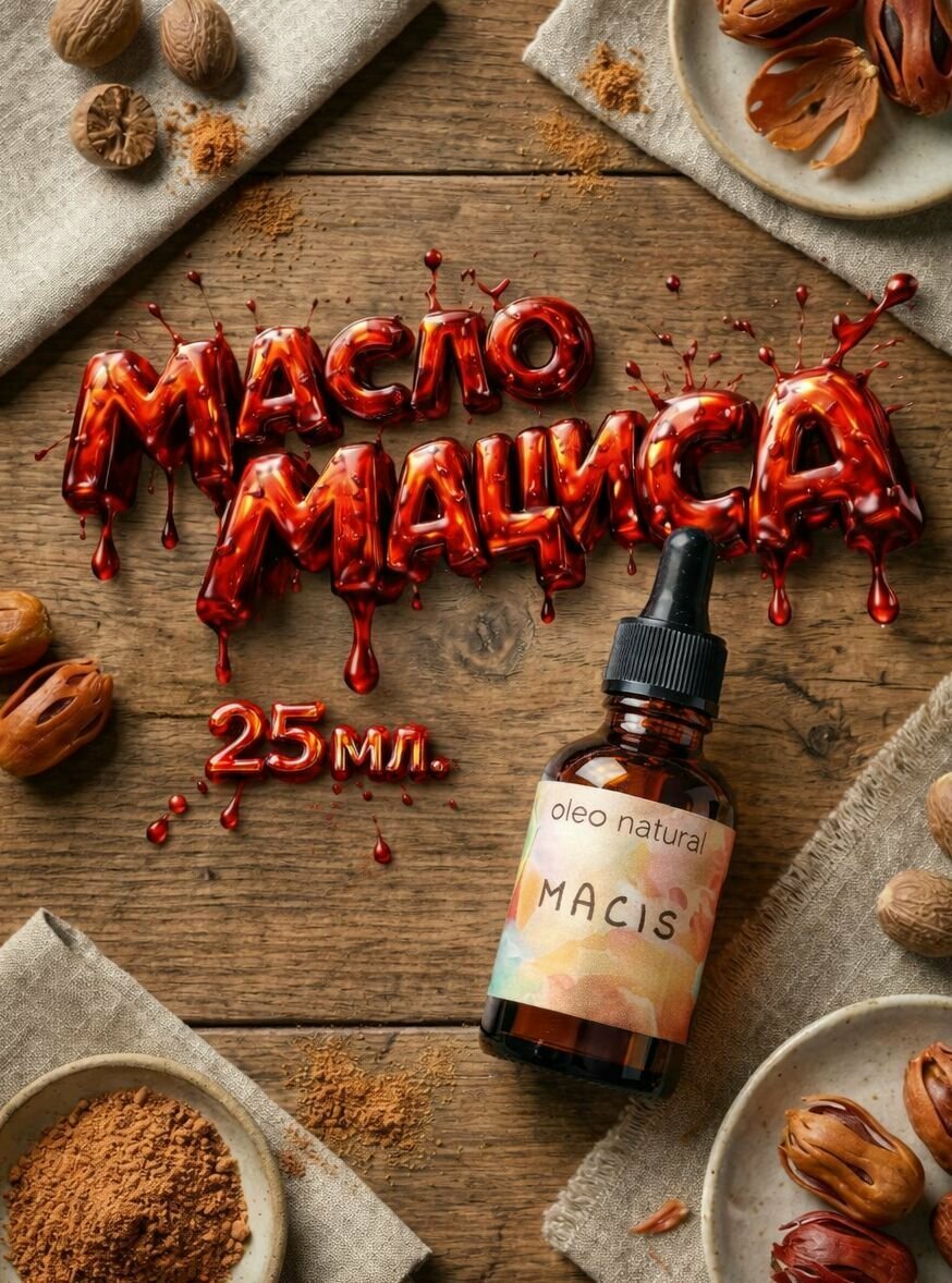Масло Мациса 25мл. Холодный отжим. Сыродавленное. Свежее. Нерафинированное.