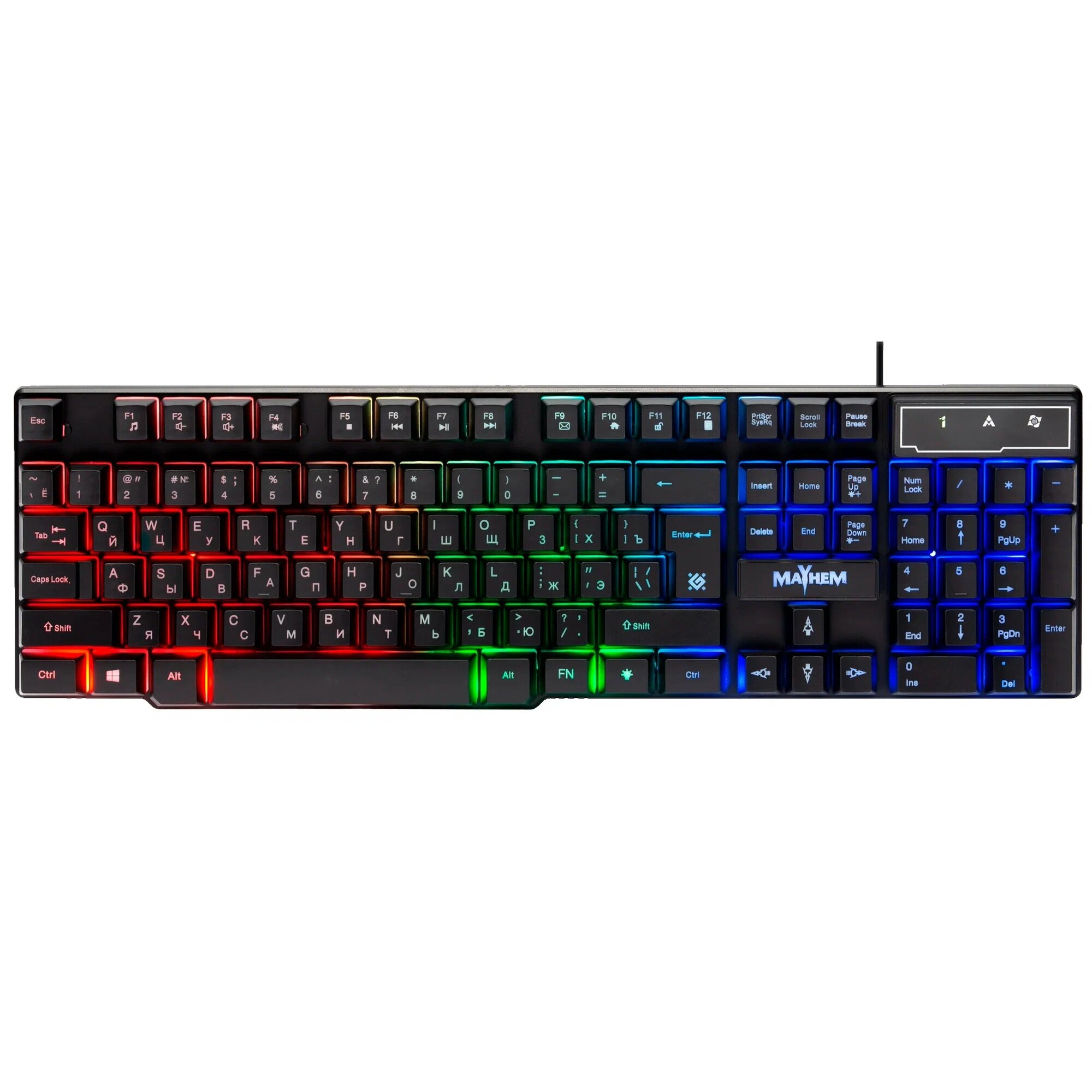 Проводная игровая клавиатура Mayhem GK-360DL RU, RGB подсветка,19 Anti-Ghost DEFENDER