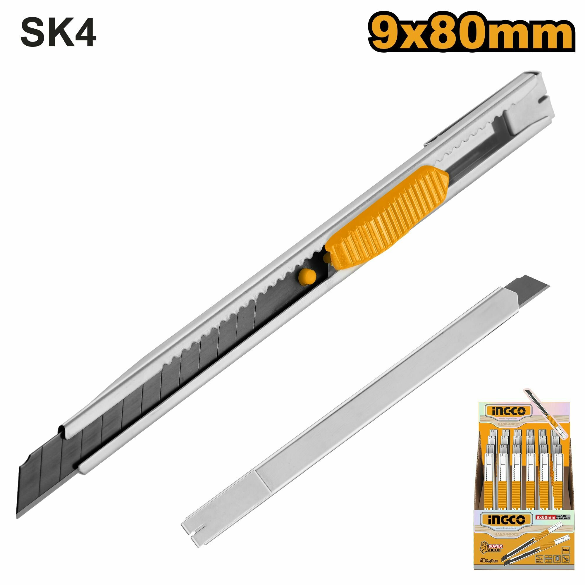 Нож канцелярский 9х130 мм INGCO HKNS1806