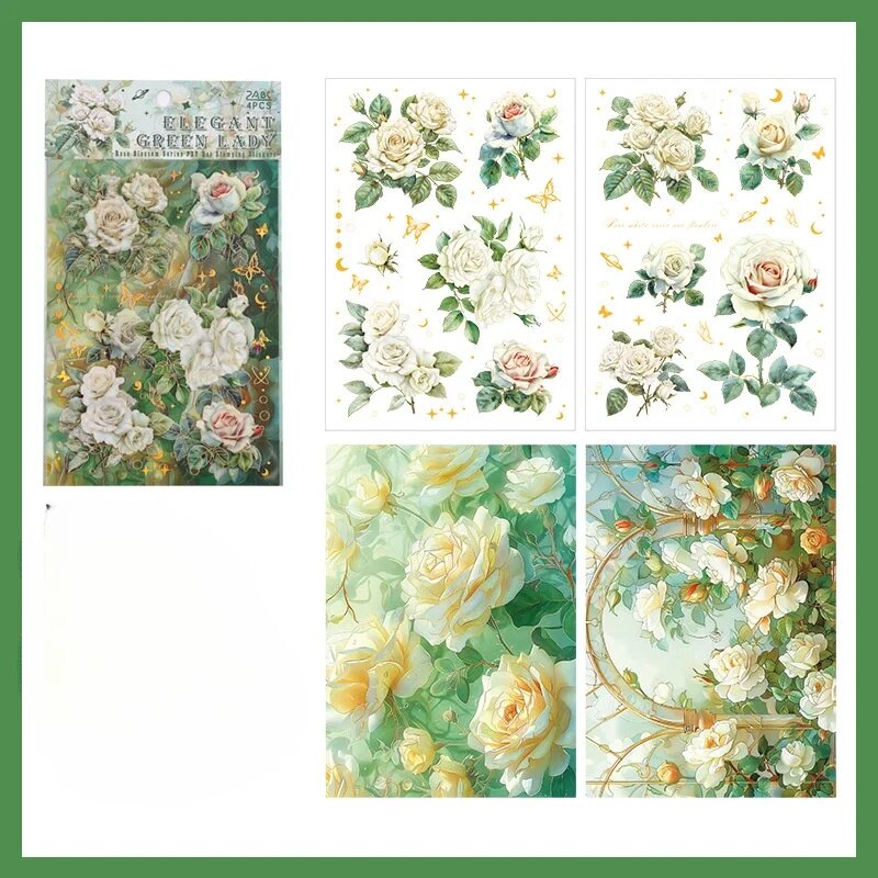Наклейки "Цветущие розы", 1 Set Green