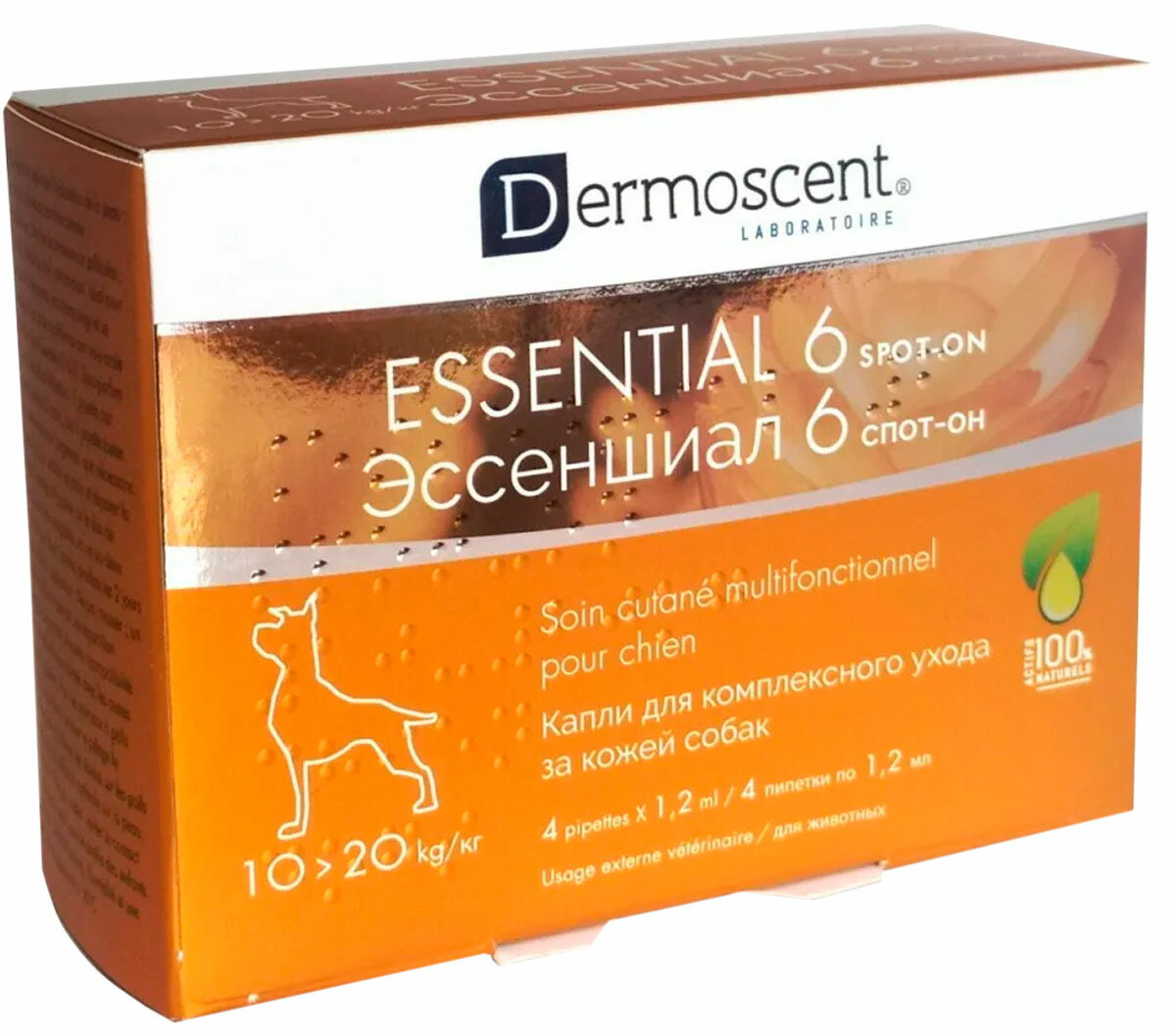 Эссеншиал 6 спот-он капли для собак от 10 до 20 кг (4 штуки)