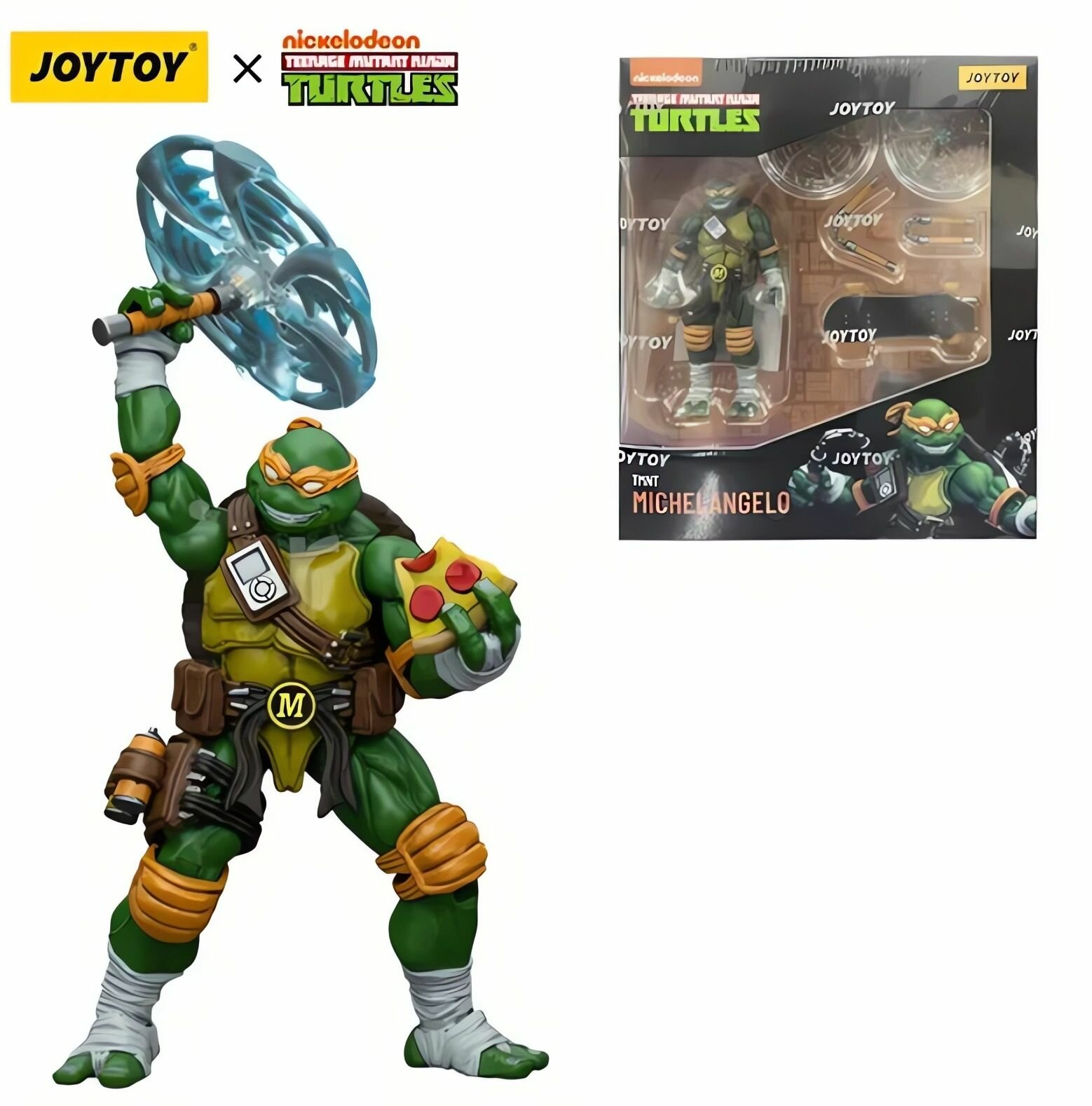 Коллекционная фигурка "JOYTOY" с аксессуарами "Микеланджело" ("Черепашки-ниндзя") TMNT