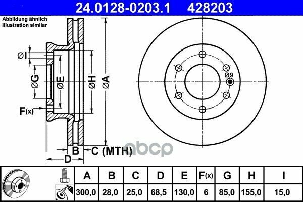 Тормозной диск MERCEDES-BENZ SPRINTER 3,5 06-, SPRINTER 3-t 06-, SPRINTER 5-t 06- F Ate арт. 24012802031