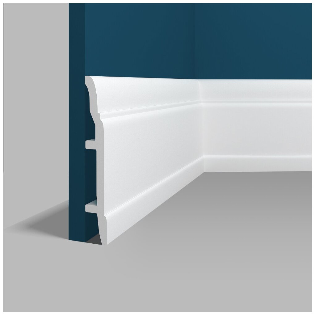 Плинтус напольный 22x150 мм ударопрочный белый под покраску Perfect plus P63-2 метра широкий полистирол белый