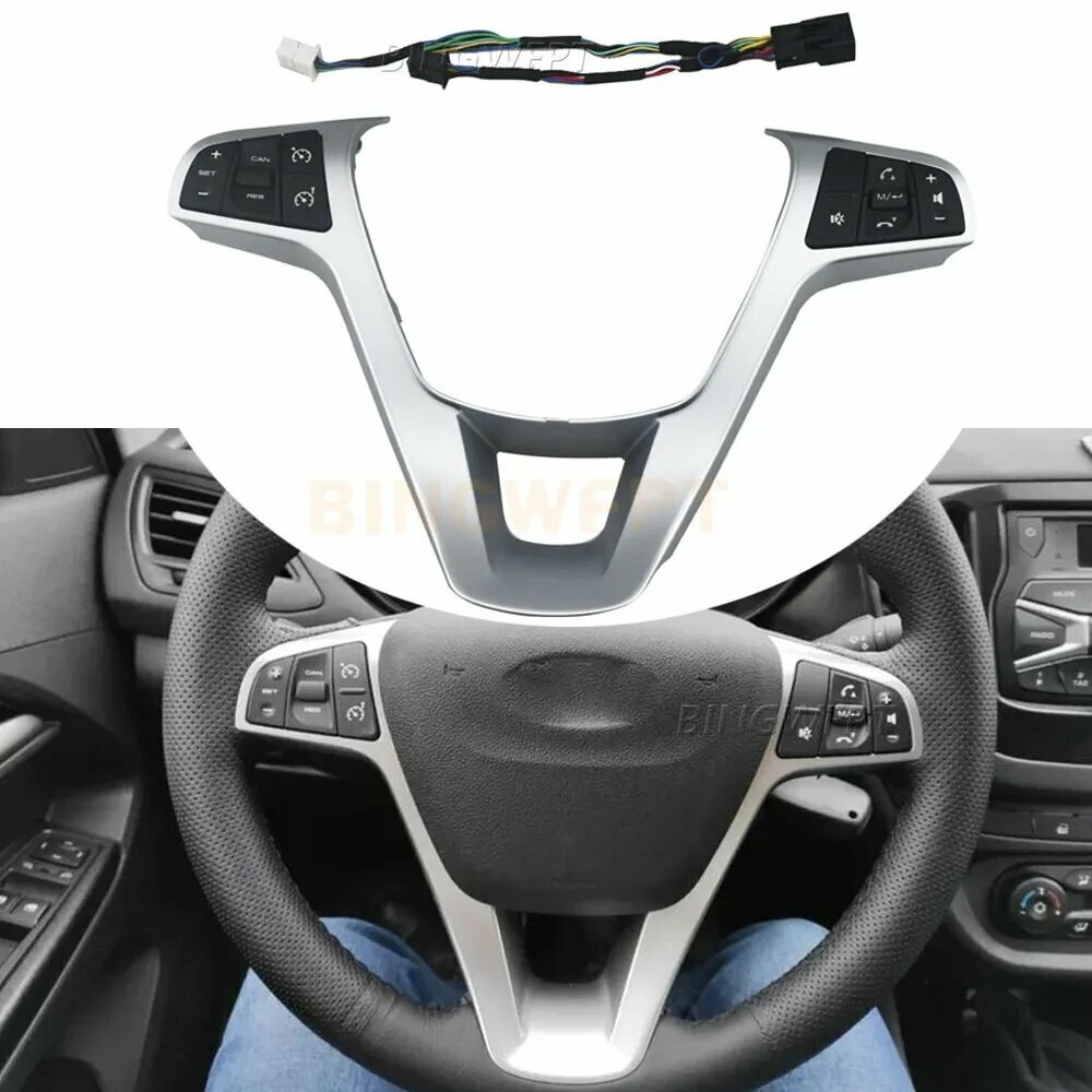 Вставка мультируля арт. Переключатель круиз-контроля на руль для Lada (ВАЗ) Vesta Sport Lada SW Cross Glade West 2015-2021 XRAY / Вставка мультируля / Накладка на руль Веста с кнопками управления
