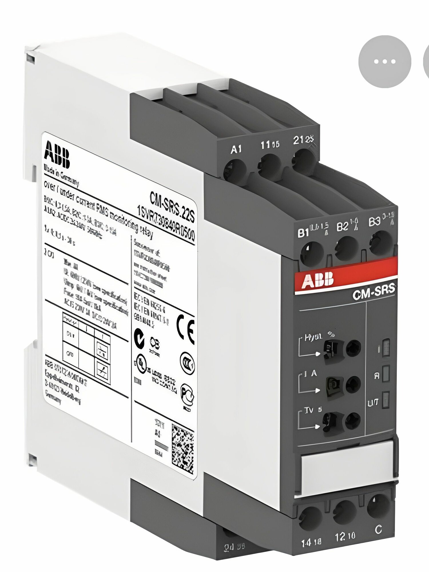 ABB CM-SRS.22S Реле контроля тока 1Ф (0,3-1,5А, 1-5A, 3-15A) 240В AC, 2ПК, винт. клеммы