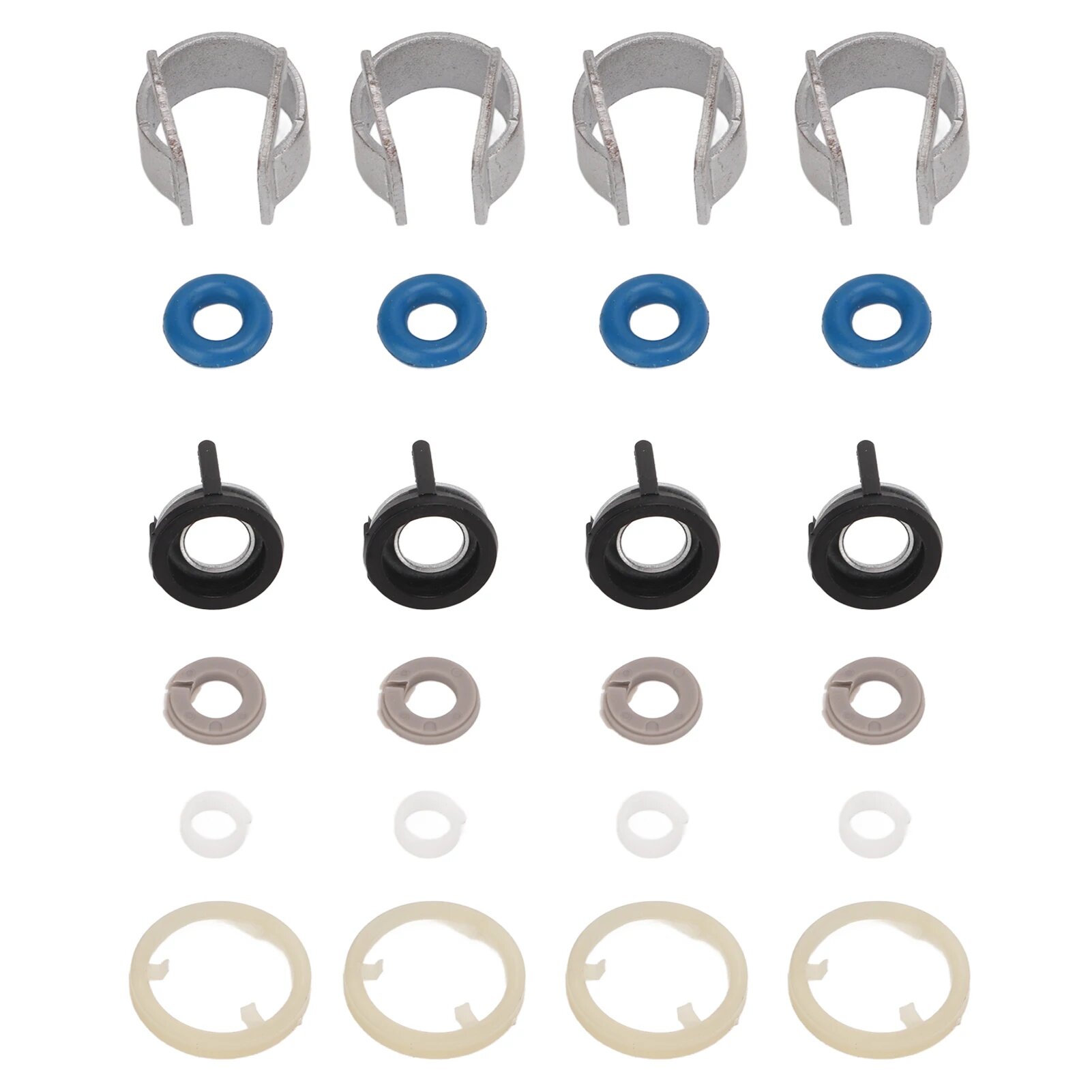 Комплект из 4 наборов уплотнительных колец для топливных форсунок (резина/металл) 06H998907B, замена для VW Beetle Jetta Passat Audi A3 A4