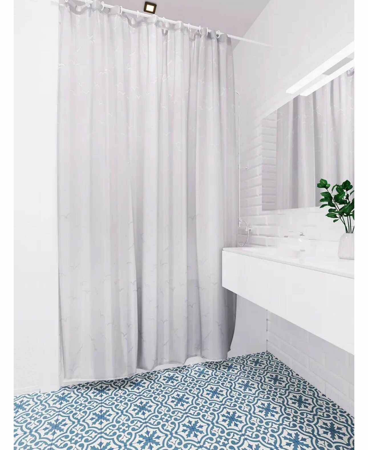 Штора для ванной Zenfort Fly 180x200 см полиэстер цвет белый