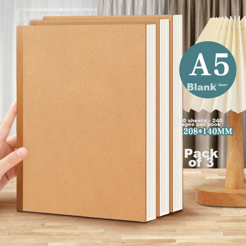[Lowest Price Online] Farallon A5/240-Page Notebook, Extra Thick, Enlarged, Blank Lined, Tear-Off Diary, Research Notes, Draft Book, Drawing Sketchbook, Accounting Book, DIY Planner, A5 Blank, 3-Pack