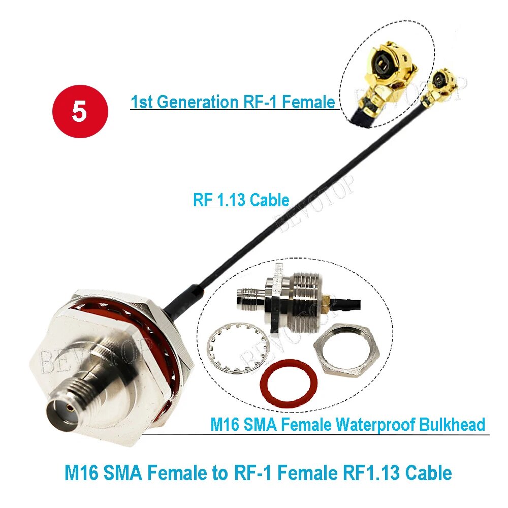 M16 SMA Female to RF-1 Female RF1.13 Cable
