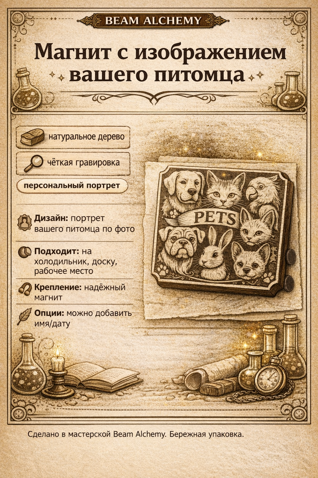 Магнит с изображением вашего питомца по фото
