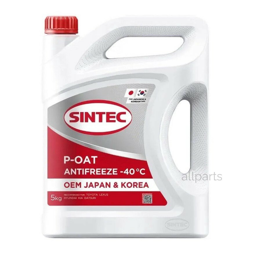 SINTEC 102207 Антифриз готовый красный Japan&Korea P-OAT (-40) 5кг
