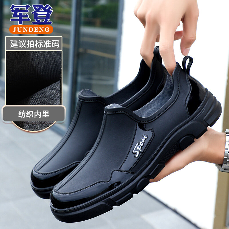 Стильные и универсальные резиновые туфли для весны и осени, унисекс резиновые туфли с резиновой подошвой, нескользящие резиновые сапоги, размеры 35-44, водоотталкивающие и нескользящие туфли для воды.(Выбирайте размер, ориентируясь на таблицу размеров.)