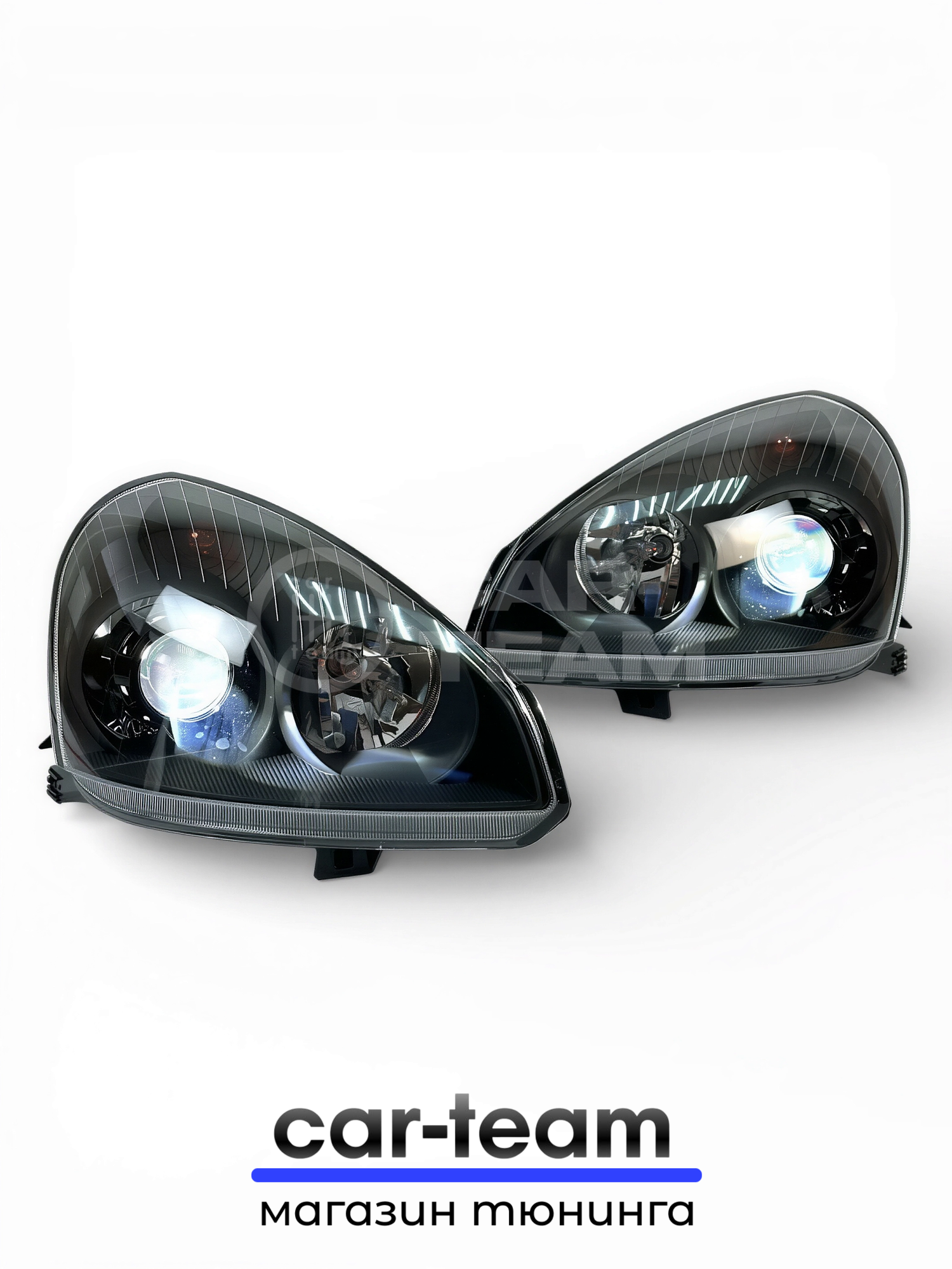 Фары на Лада Приора 2 (21704, 21724) передние с Bi LED модулями 2.5 дюйма, черная маска (под ключ)