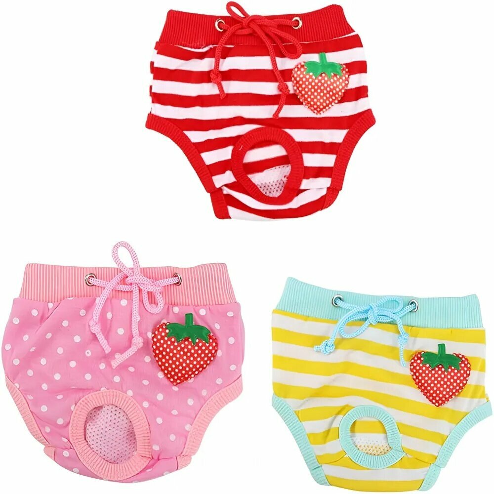 GASTROPOD 3 шт. Многоразовые хлопковые подгузники для собак, абсорбирующие трусики для девочек на период менструации и течки.