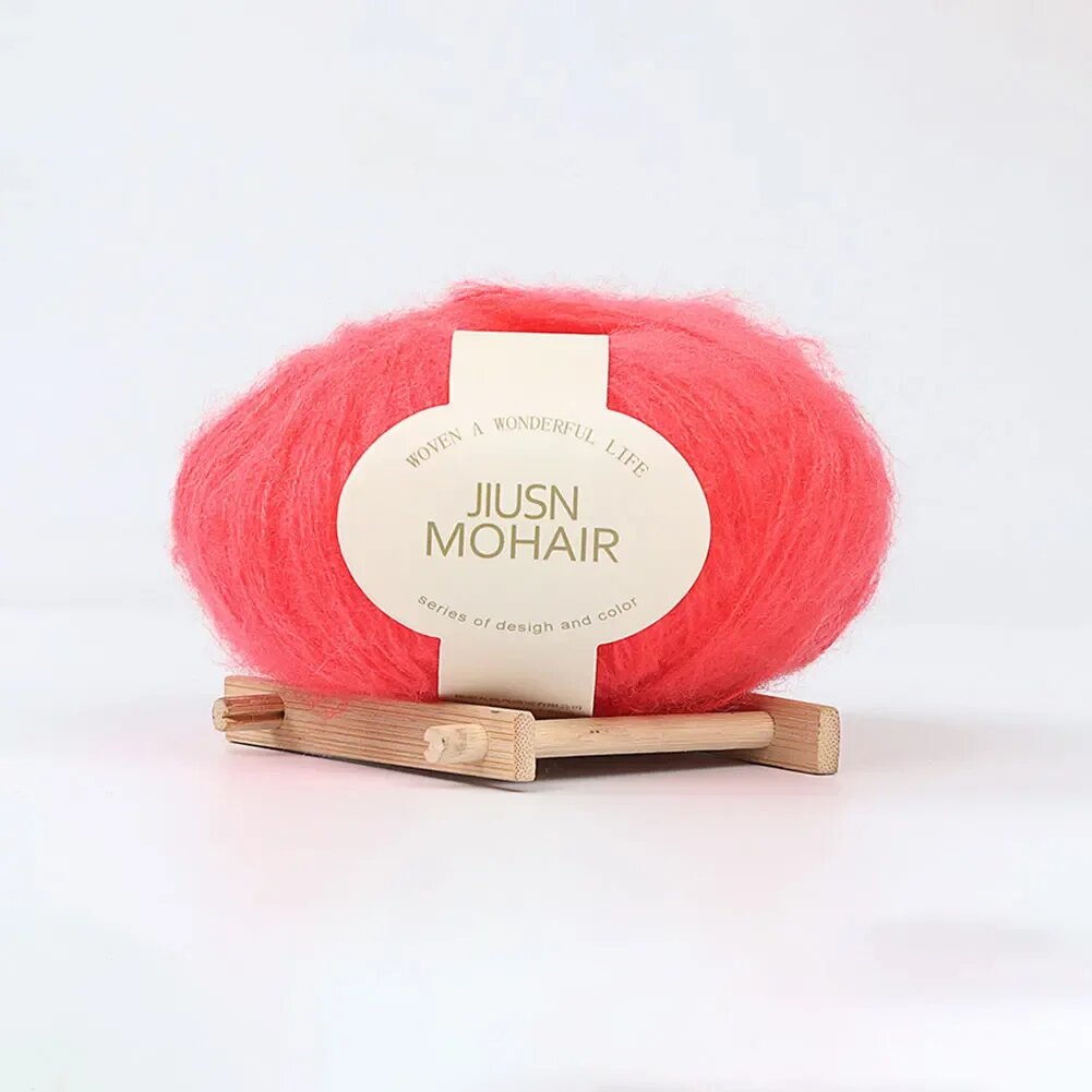 Мохеровая пряжа Jiun Mohair, Розовый, B 09 Water Red, 25г