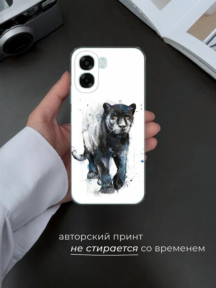 Силиконовый чехол на Oppo A6x / Оппо A6x с принтом Пантера арт 3 — фото 1