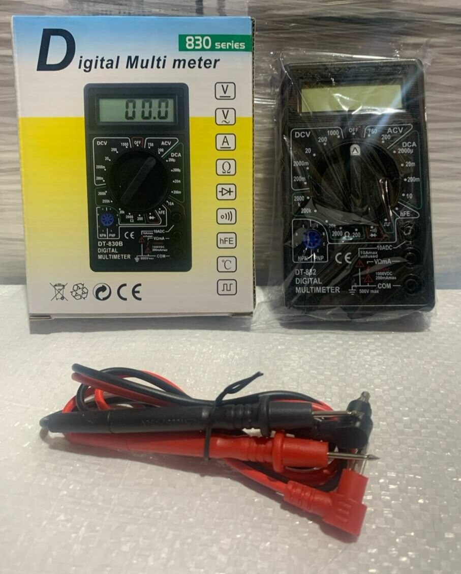 Мультиметр цифровой DT-832, с щупами для тестера, 3,5х разрядный дисплей, короб.