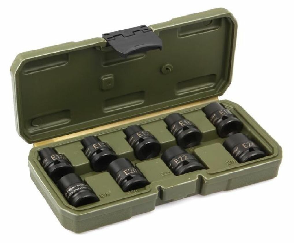 Набор головок ударных 1/2' TORX, 9 шт. (Е10 - Е24) , 663109, Дело Техники, кейс.