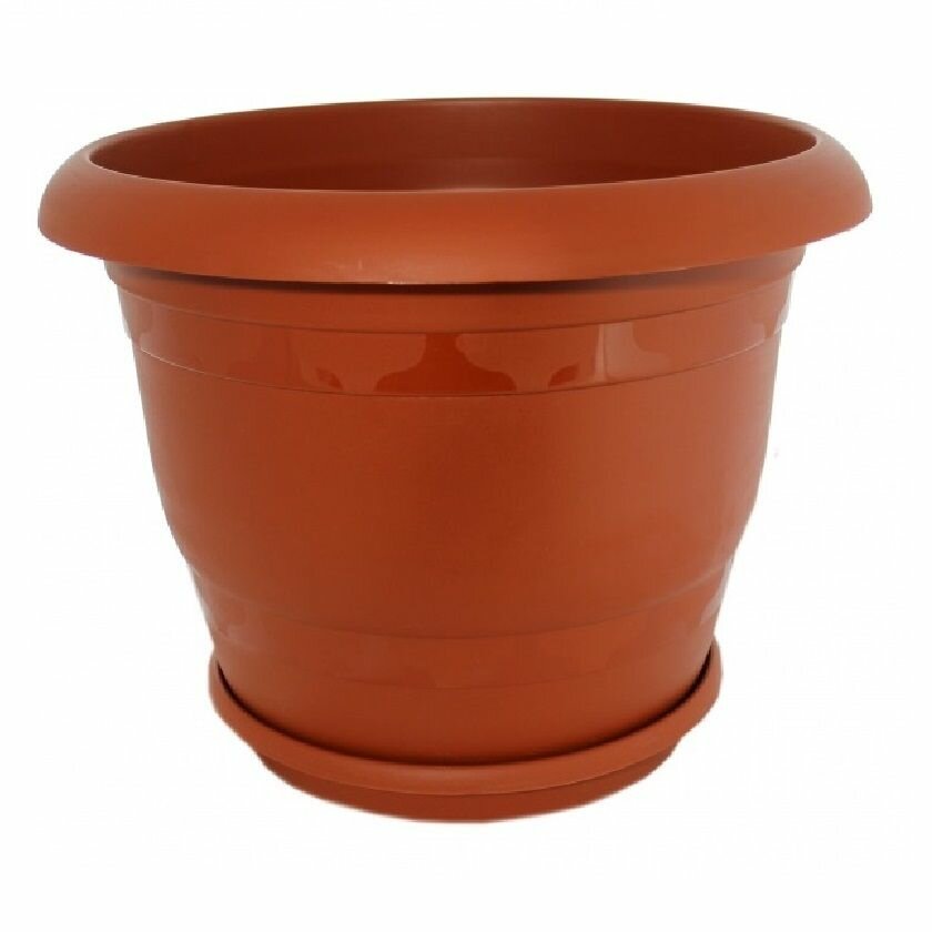 Кашпо для цветов Ангора пластиковое "Toprak", 32.0 л, диаметр верха 370 мм, высота 330 мм, с поддоном, терракот А5270тр