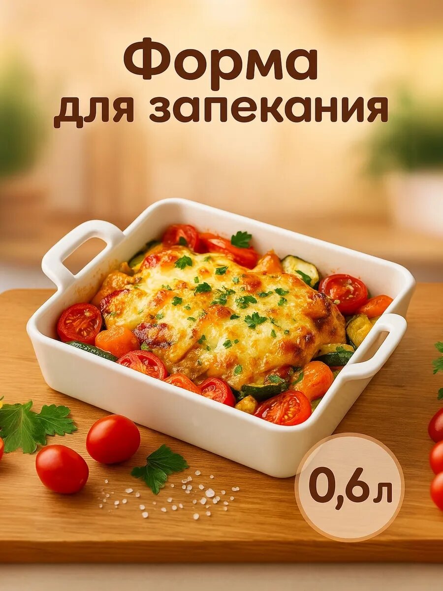 Блюдо фарфоровое для запекания Magistro «Бланш. Гриль», 25,3×17,8 см, цвет белый