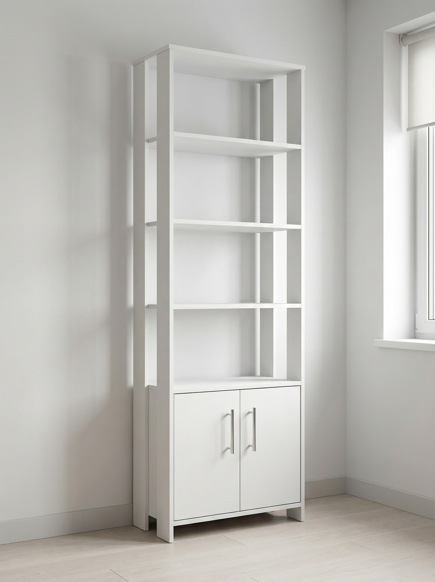 Стеллаж открытый напольный с дверцами Стим-7, ШхГхВ: 80х35х180 см, белый