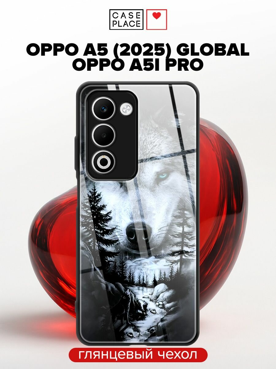 Чехол на Oppo A5 (2025) Global/A5i Pro / Оппо А5 (2025) Глобал/A5i Про с принтом "Волк в зимнем лесу"
