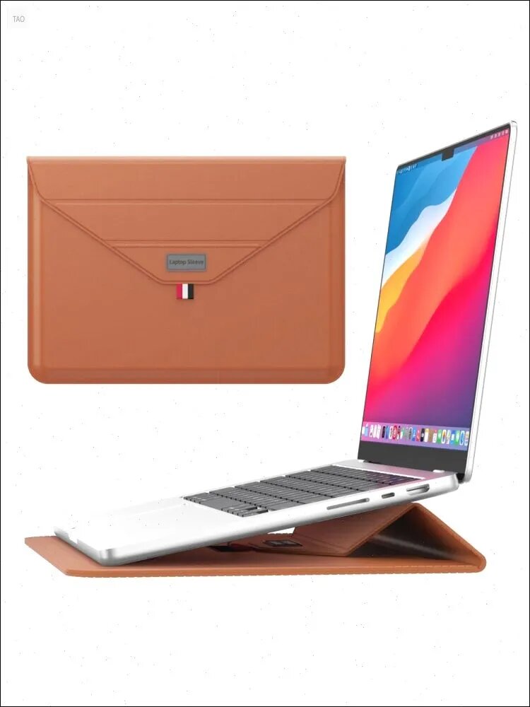 Чехол трансформер для MacBook 13 / 14 Envelope Stand коричневый чехол-подставка из искусственной кожи