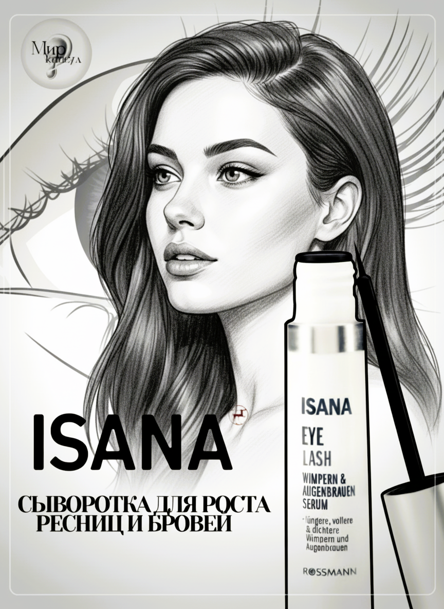 Wimpern & Augenbrauen Serum Eye Lash Пептидная сыворотка для укрепления и роста ресниц и бровей, 6 мл ISANA